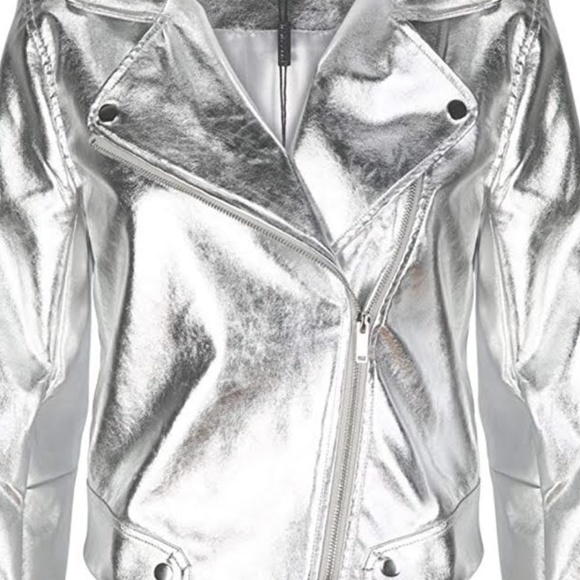 S. the Widow | Jackets & Coats | Silver Metallic Biker Jacket | Poshmark